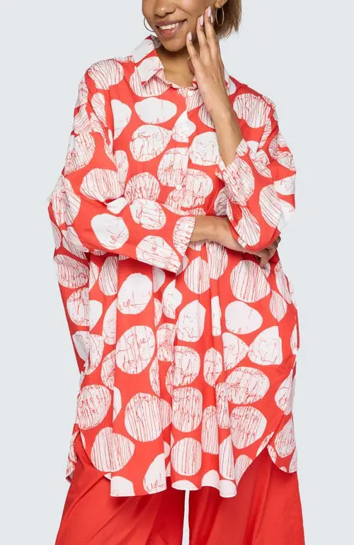 LUUKAA Niva Printed Cotton Poplin Tunic Shirt