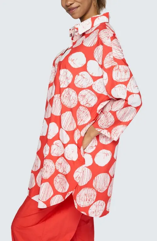 LUUKAA Niva Printed Cotton Poplin Tunic Shirt