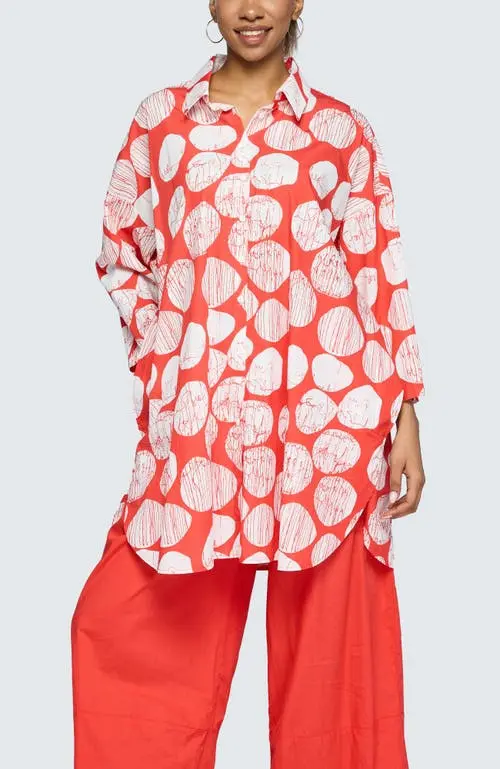 LUUKAA Niva Printed Cotton Poplin Tunic Shirt