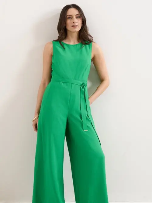 PHASE EIGHT Marta Sleeveless Wide Leg Jumpsuit - Green
