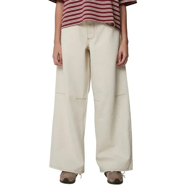 GOOD FOR NOTHING Denim Wide Leg Jeans - Beige