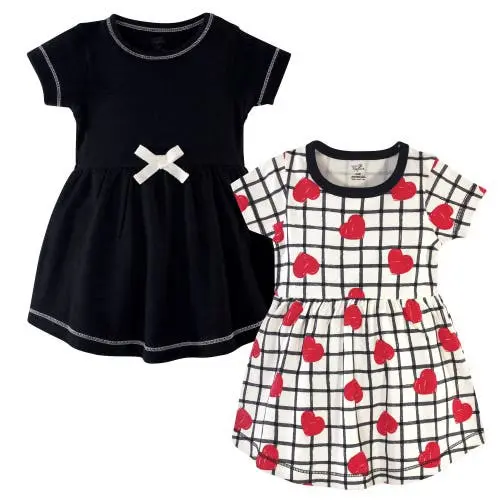 TOUCHED BY NATURE Organic Cotton Dress Duo Short And Styles - Black Red Heart