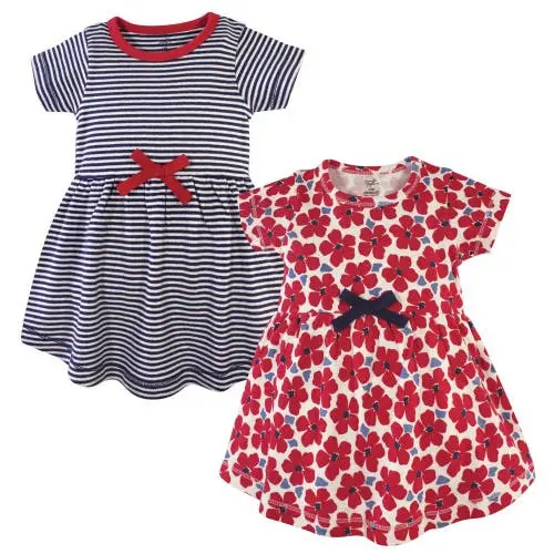 TOUCHED BY NATURE Organic Cotton Dress Duo Short And Styles - Red Flowers