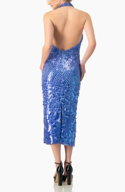 IVONNE Halter Paillette Sequin Midi Dress