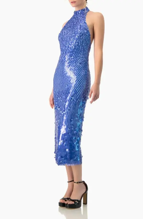 IVONNE Halter Paillette Sequin Midi Dress