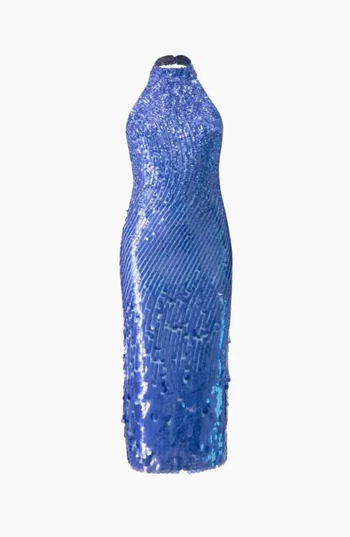 IVONNE Halter Paillette Sequin Midi Dress