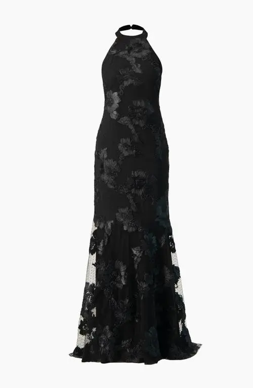 IVONNE Halter Floral Lace Mermaid Gown