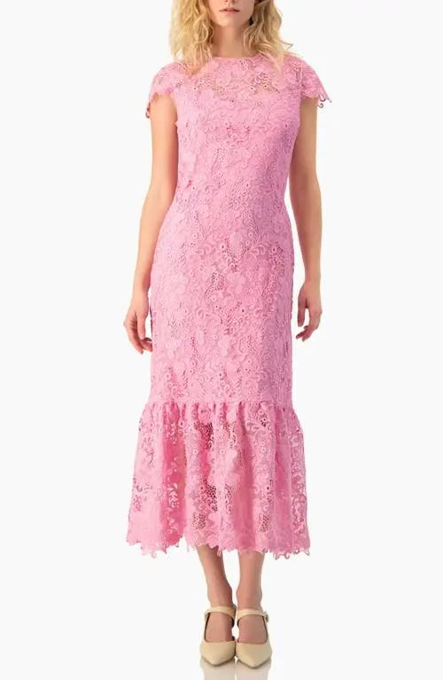 IVONNE Lace Cap-sleeve Midi Dress