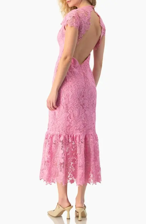 IVONNE Lace Cap-sleeve Midi Dress