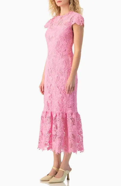 IVONNE Lace Cap-sleeve Midi Dress