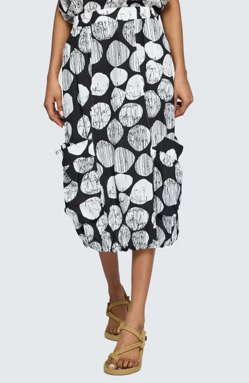 LUUKAA Alira Printed Poplin Balloon Skirt - Black Print