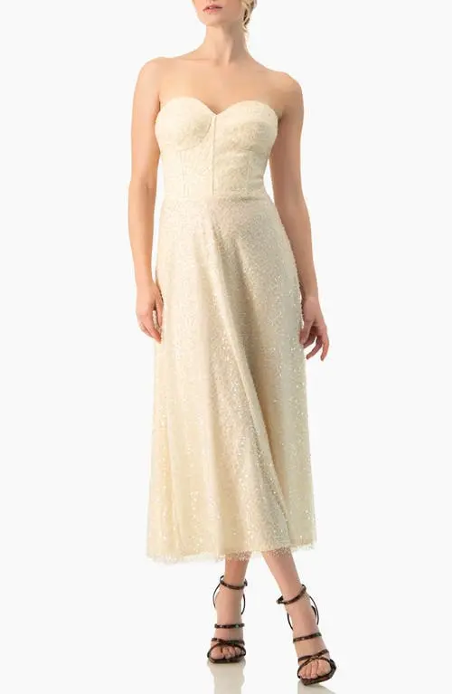 IVONNE Strapless Sequin Bustier Midi Dress