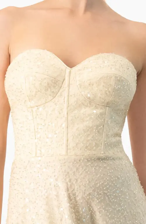 IVONNE Strapless Sequin Bustier Midi Dress