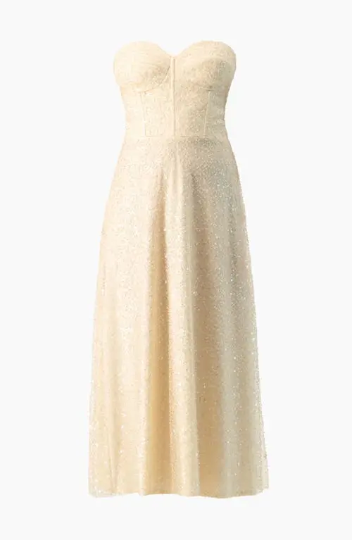 IVONNE Strapless Sequin Bustier Midi Dress