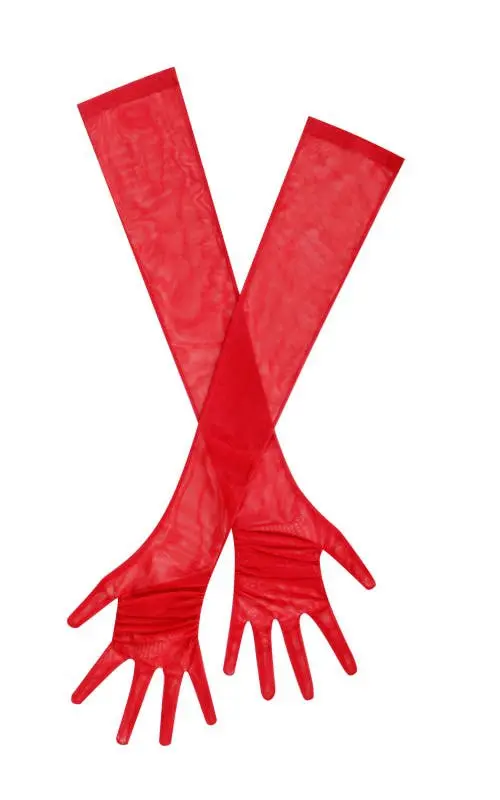 MISS CIRCLE Qira Mesh Opera-length Gloves - Burgundy