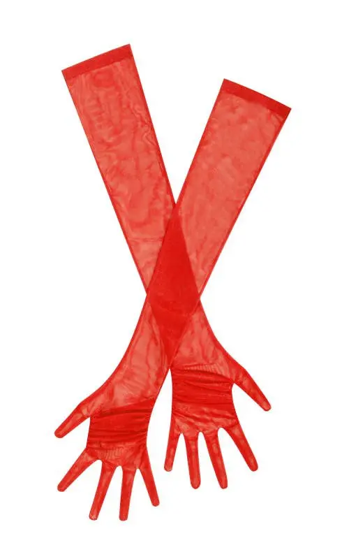 MISS CIRCLE Qira Mesh Opera-length Gloves - Poinciana