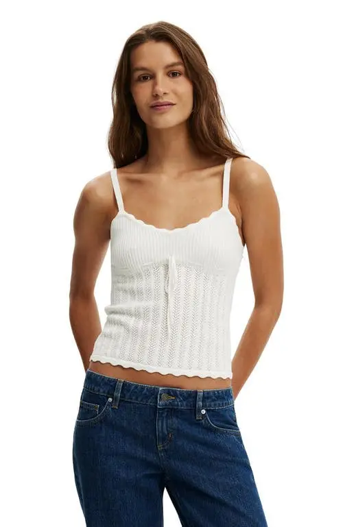 COTTON ON Scallop Edge Knit Cami - Milk