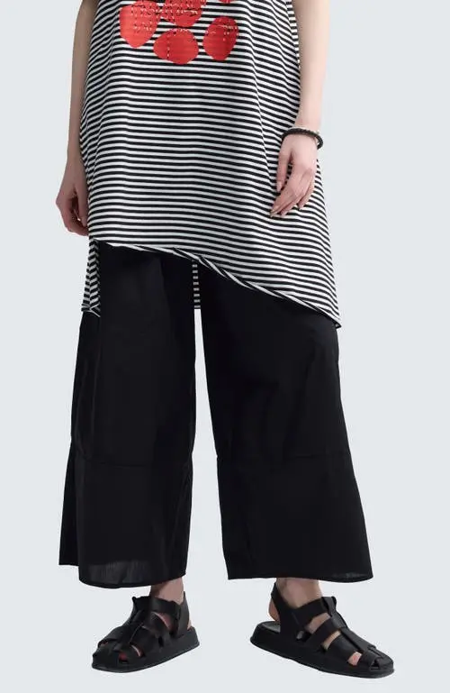 LUUKAA Elinea Printed Poplin Wide-leg Pants - Black