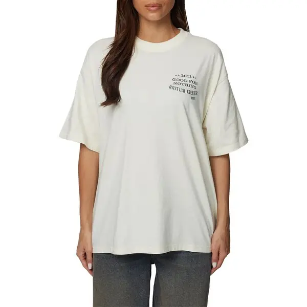 GOOD FOR NOTHING Oversized Stamp T-shirt - Ivory