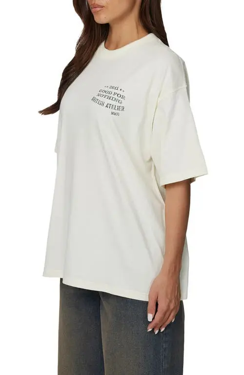 GOOD FOR NOTHING Oversized Stamp T-shirt - Ivory
