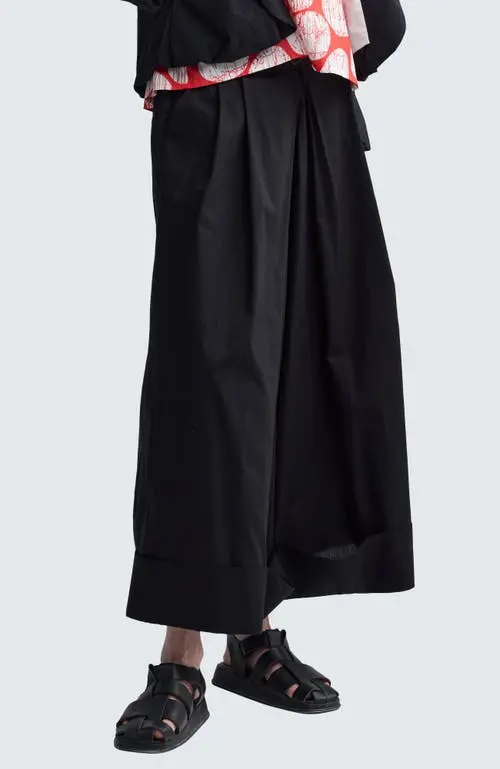 LUUKAA Misla Solid Wide-leg Poplin Pants - Black