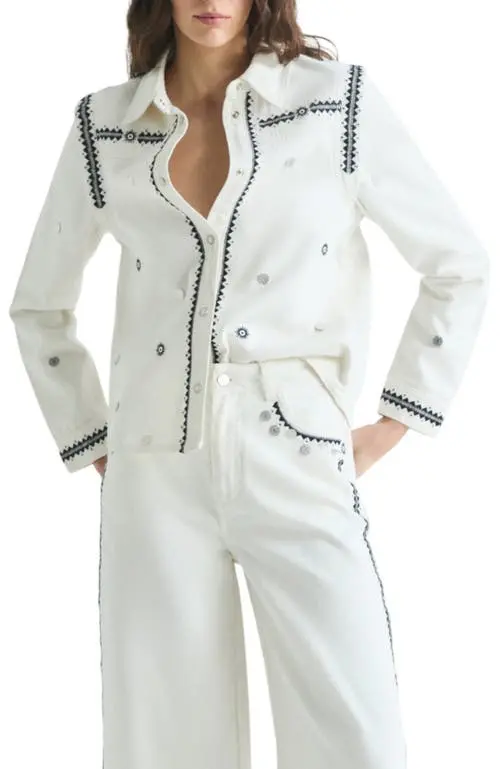 SCALPERS Denim Print Shirt With Stud Embellishments