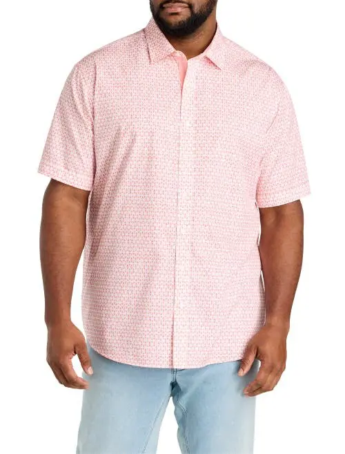 SYNRGY BY DXL Big & Tall Geometric Print Sport Shirt V2 - Pink