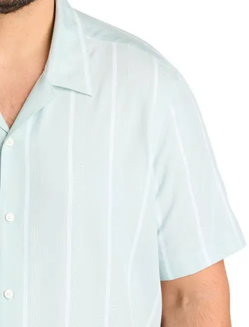 Perry Ellis Big & Tall Textured Stripe Camp Shirt