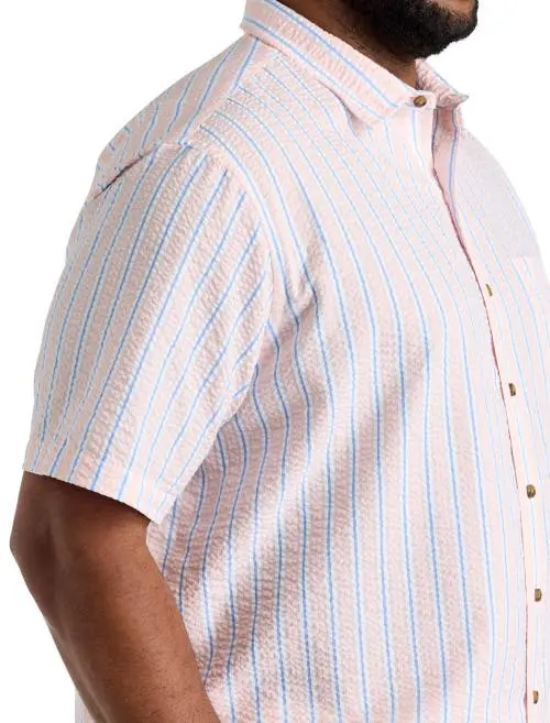 OAK HILL BY DXL Big & Tall Seersucker Stripe Sport Shirt V2 - Pink