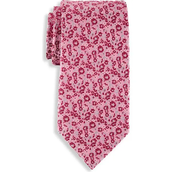 Michael Kors Big & Tall Avignon Floral Neck Tie - Pink
