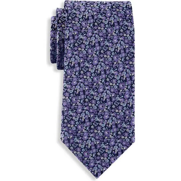Michael Kors Big & Tall Avignon Floral Neck Tie - Purple