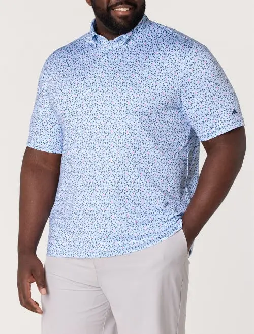 Adidas Big & Tall Ultimate 365 Printed Polo Shirt - Crystal Sky