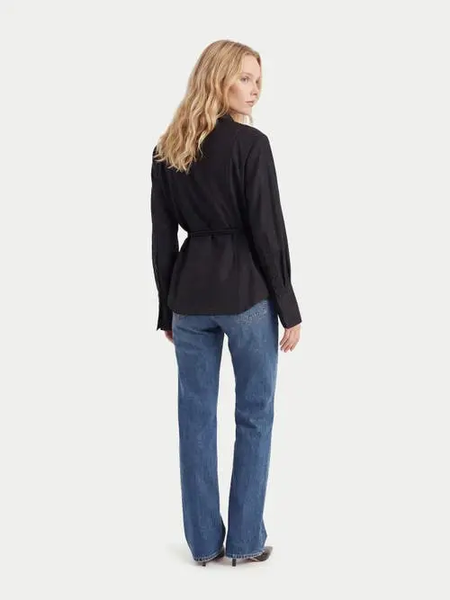 Gobi Cashmere Stand-collar Shirt With Adjustable Waist