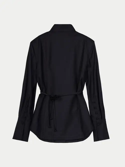 Gobi Cashmere Stand-collar Shirt With Adjustable Waist