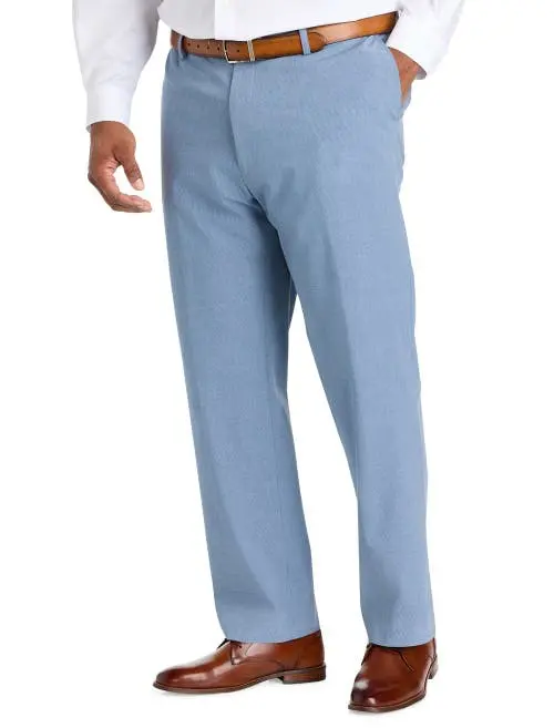 OAK HILL BY DXL Big & Tall Waist-relaxer Micro Check Suit Pants - Blue