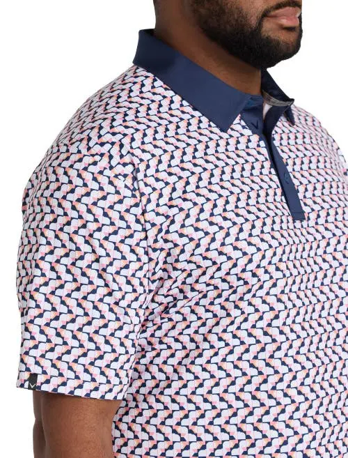 CALLAWAY Big & Tall Resort Geometric Print Polo Shirt
