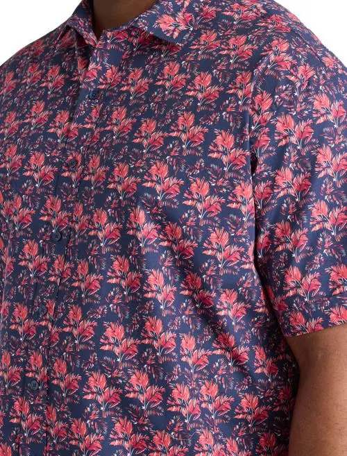 SYNRGY BY DXL Big & Tall Sketch Leaf Print Sport Shirt - Blue Multi