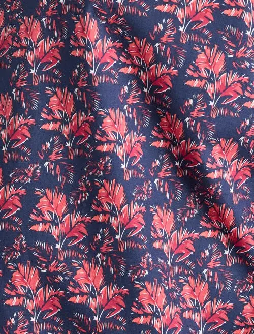 SYNRGY BY DXL Big & Tall Sketch Leaf Print Sport Shirt - Blue Multi