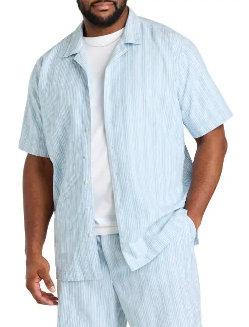 OAK HILL BY DXL Big & Tall Striped Cabana Camp Shirt