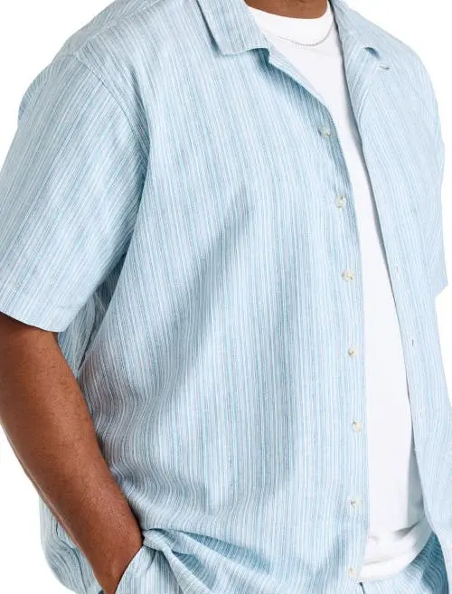 OAK HILL BY DXL Big & Tall Striped Cabana Camp Shirt