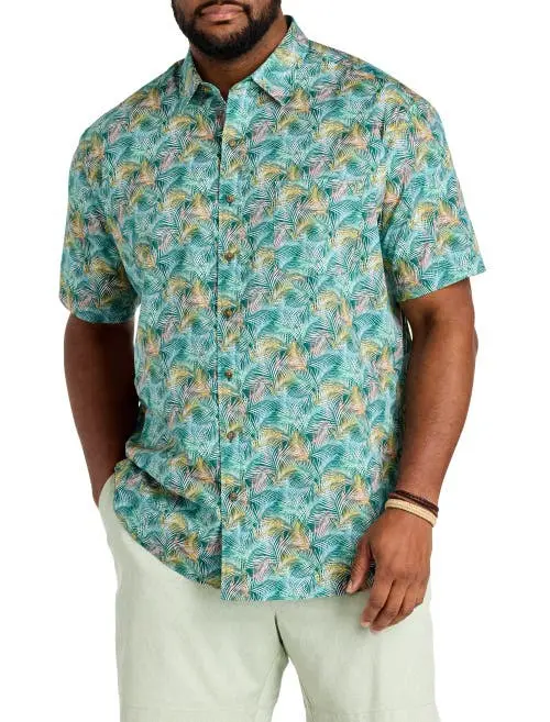 OAK HILL BY DXL Big & Tall Palm Leaf Sport Shirt - Multi