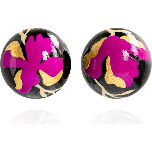 SAULE LABEL Gaia Floral Jumbo Earrings - Fuchsia Nightfall