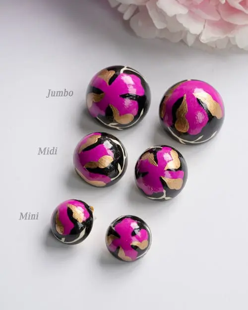 SAULE LABEL Gaia Floral Motif Statement Stud Earrings - Fuchsia Nightfall