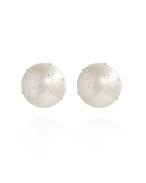 SAULE LABEL Gaia Crystal Stud Earrings - White Heron