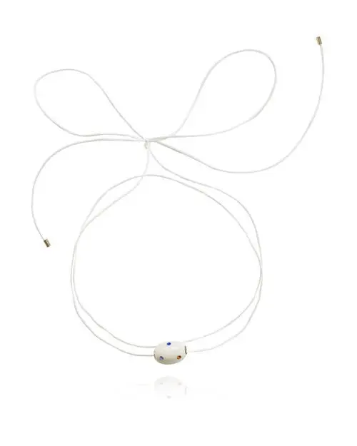 SAULE LABEL Lily Tie Necklace With Austrian Crystals - Creme