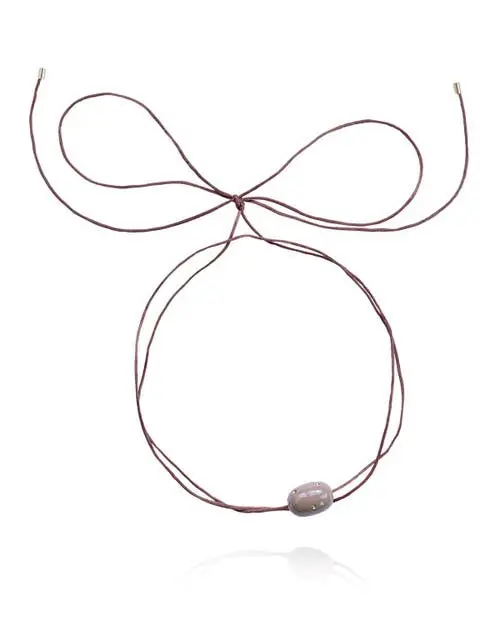 SAULE LABEL Lily Tie Necklace With Austrian Crystals - Dune