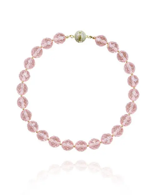 SAULE LABEL Leni Grande Necklace With Beaded, Pave, And Sculptural Elements - Blush