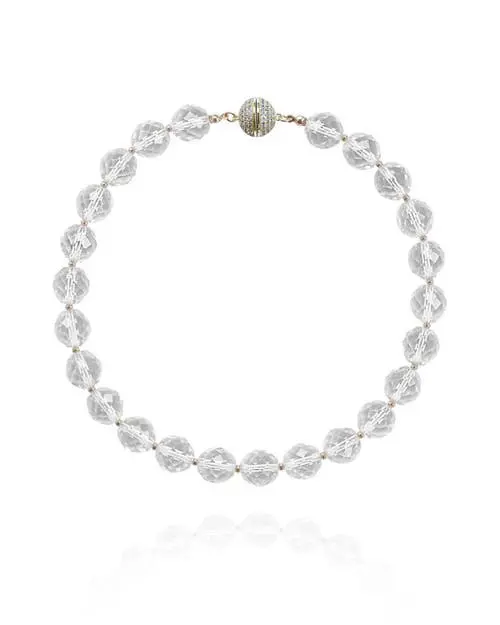 SAULE LABEL Leni Grande Necklace With Beaded, Pave, And Sculptural Elements - Crystal