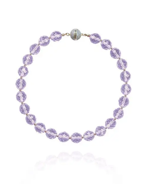 SAULE LABEL Leni Grande Necklace With Beaded, Pave, And Sculptural Elements - Lavender