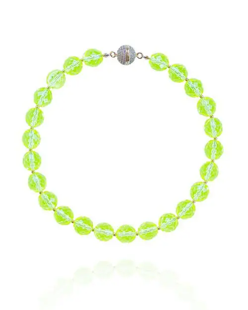 SAULE LABEL Leni Grande Necklace With Beaded, Pave, And Sculptural Elements - Lime